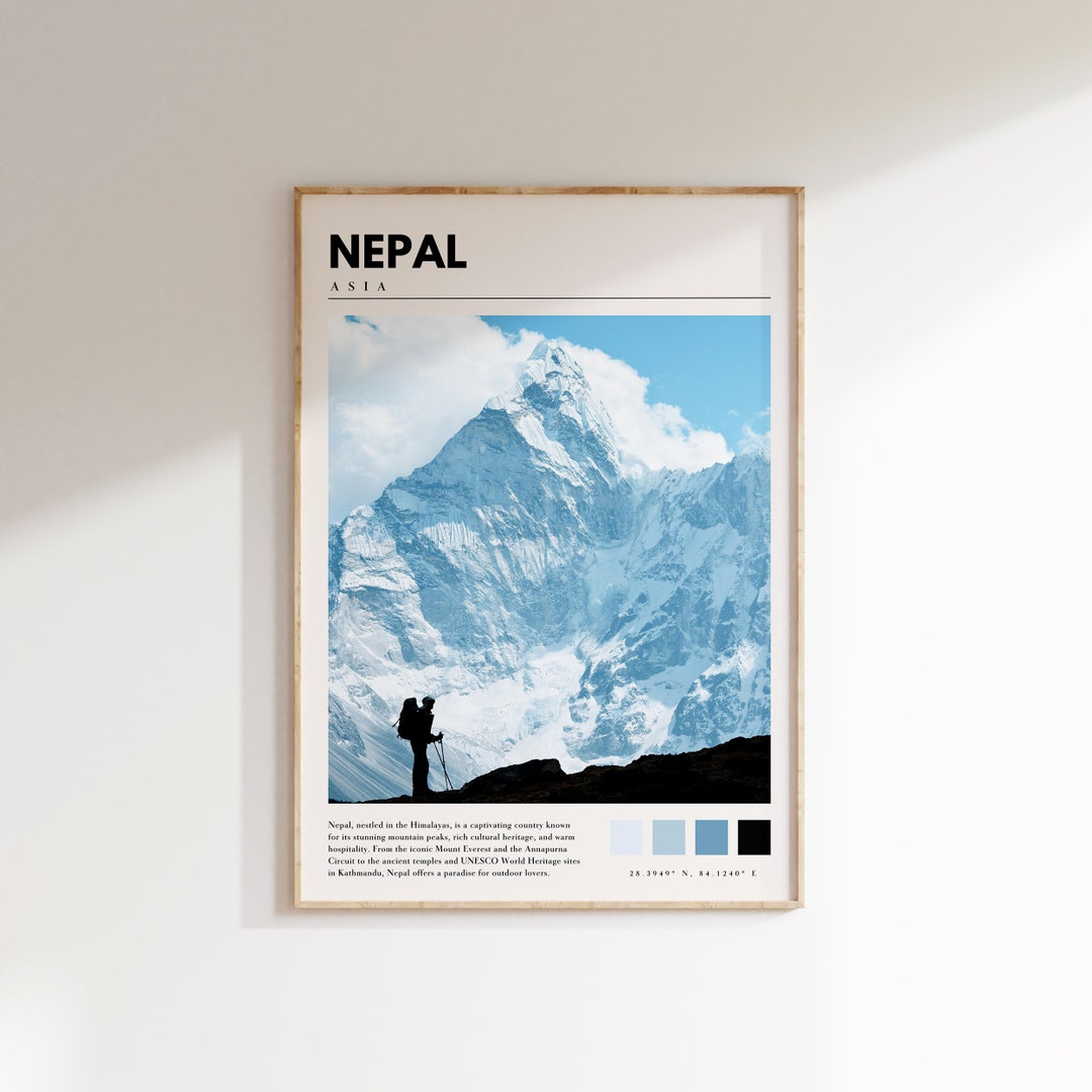 Nepal Print | Nepal Mountain Poster | Mt Everest Wall Art | Nepal ...
