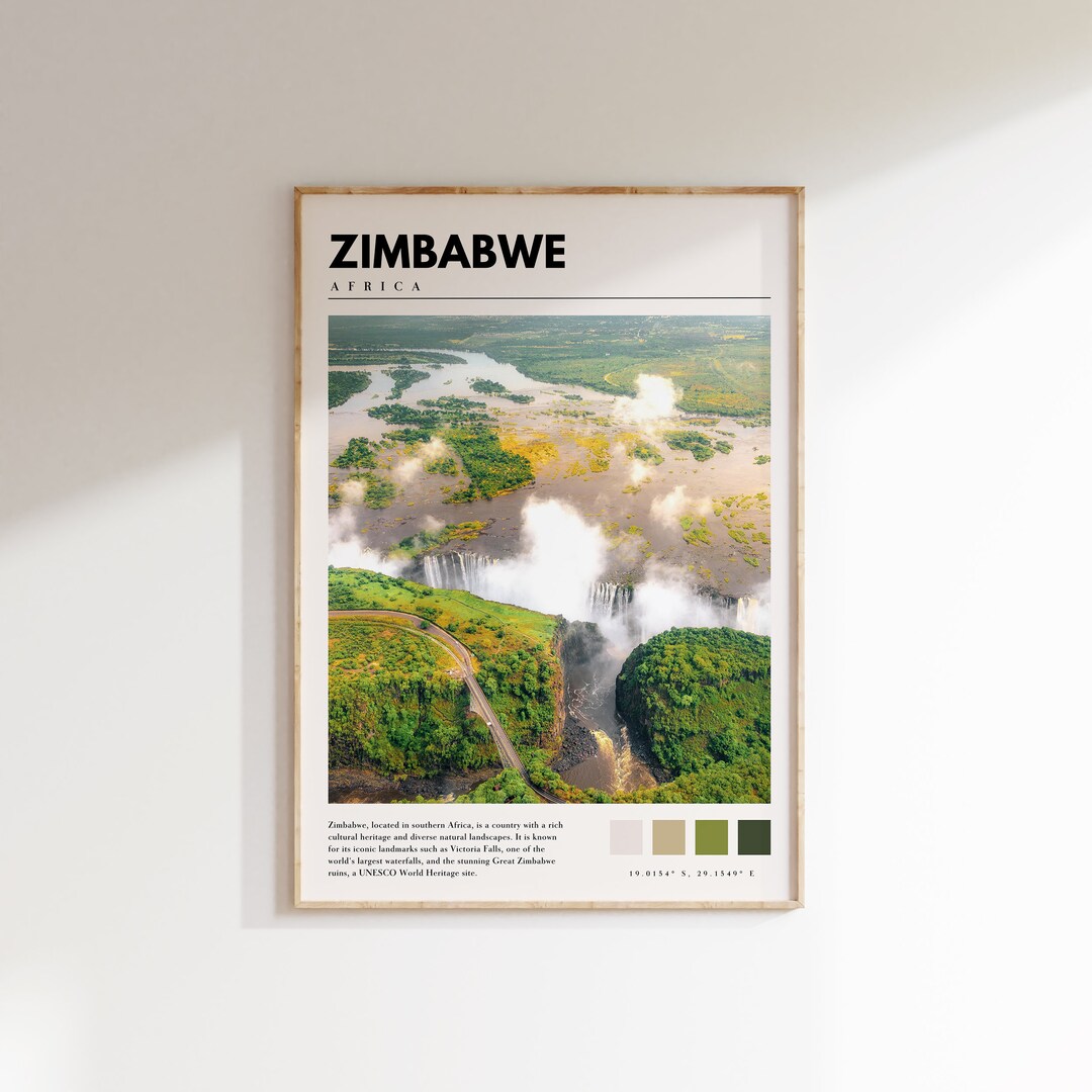 Zimbabwe Print | Zimbabwe Africa Poster | Zimbabwe Wall Art | Zimbabwe ...