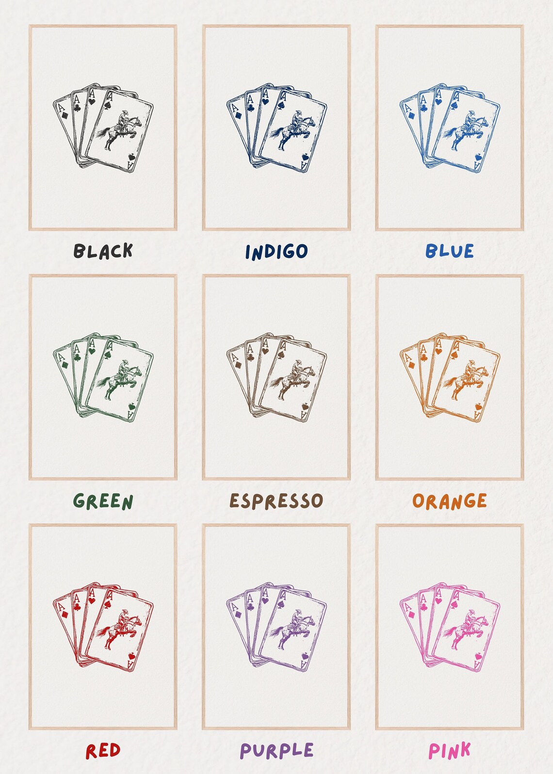 Playing Cards Cowboy Print Retro Minimal Western Wall Art Minimal ...