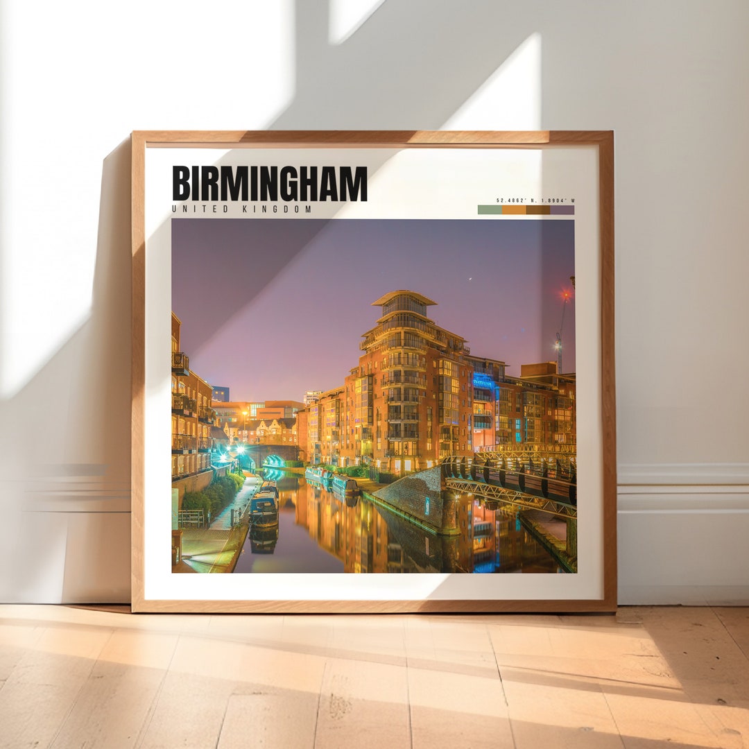 Birmingham Poster | Birmingham UK Wall Art | Birmingham England Wall ...