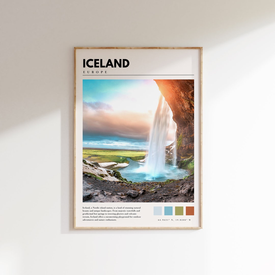 Iceland Print | Iceland Wall Art | Iceland Poster | Iceland Waterfall ...