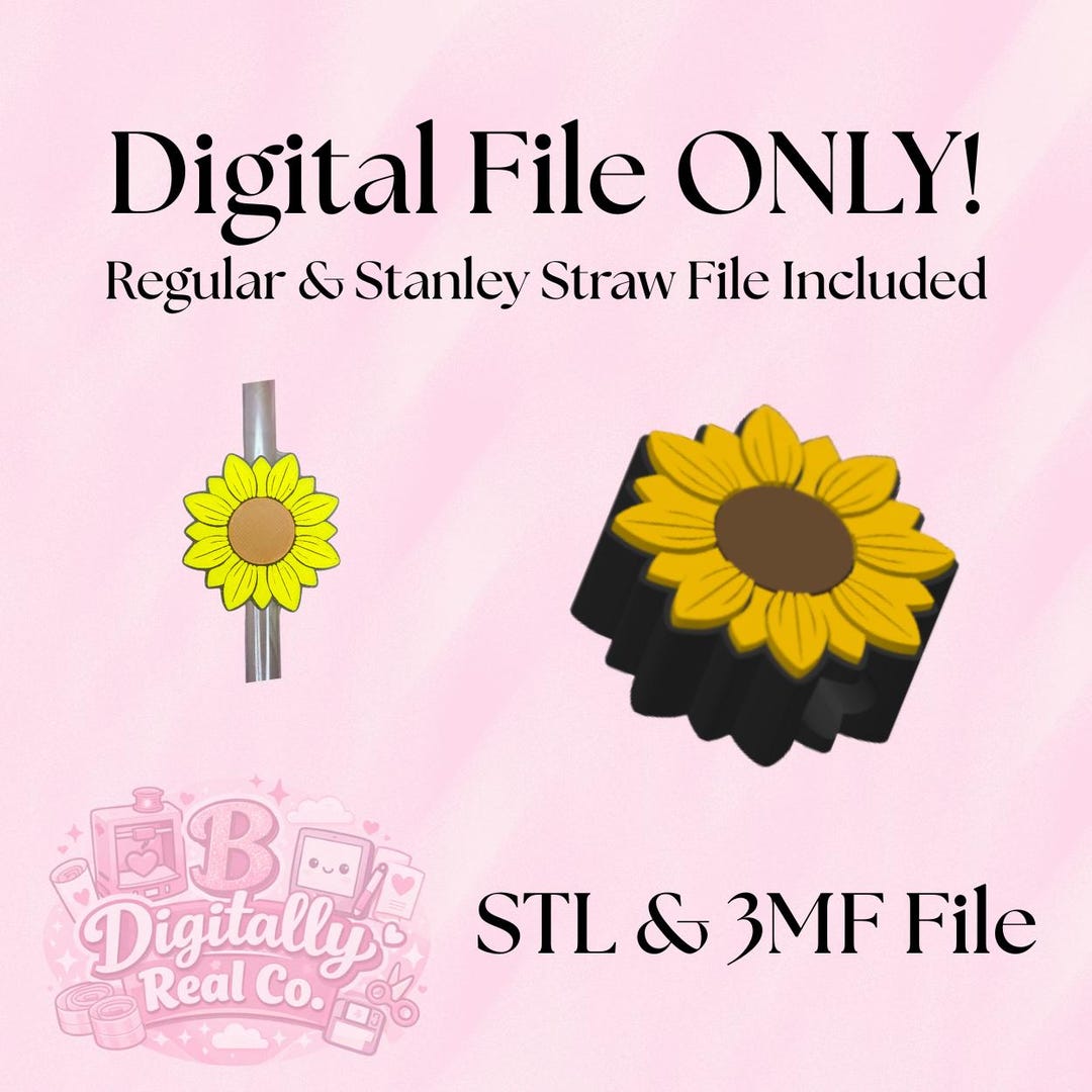 Sunflower Straw Topper 3D Print File | Stanley & Regular (STL, 3MF) - Etsy