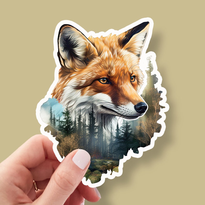 Fox in the Forest Vinyl Sticker for Laptops Fox Sticker - Etsy