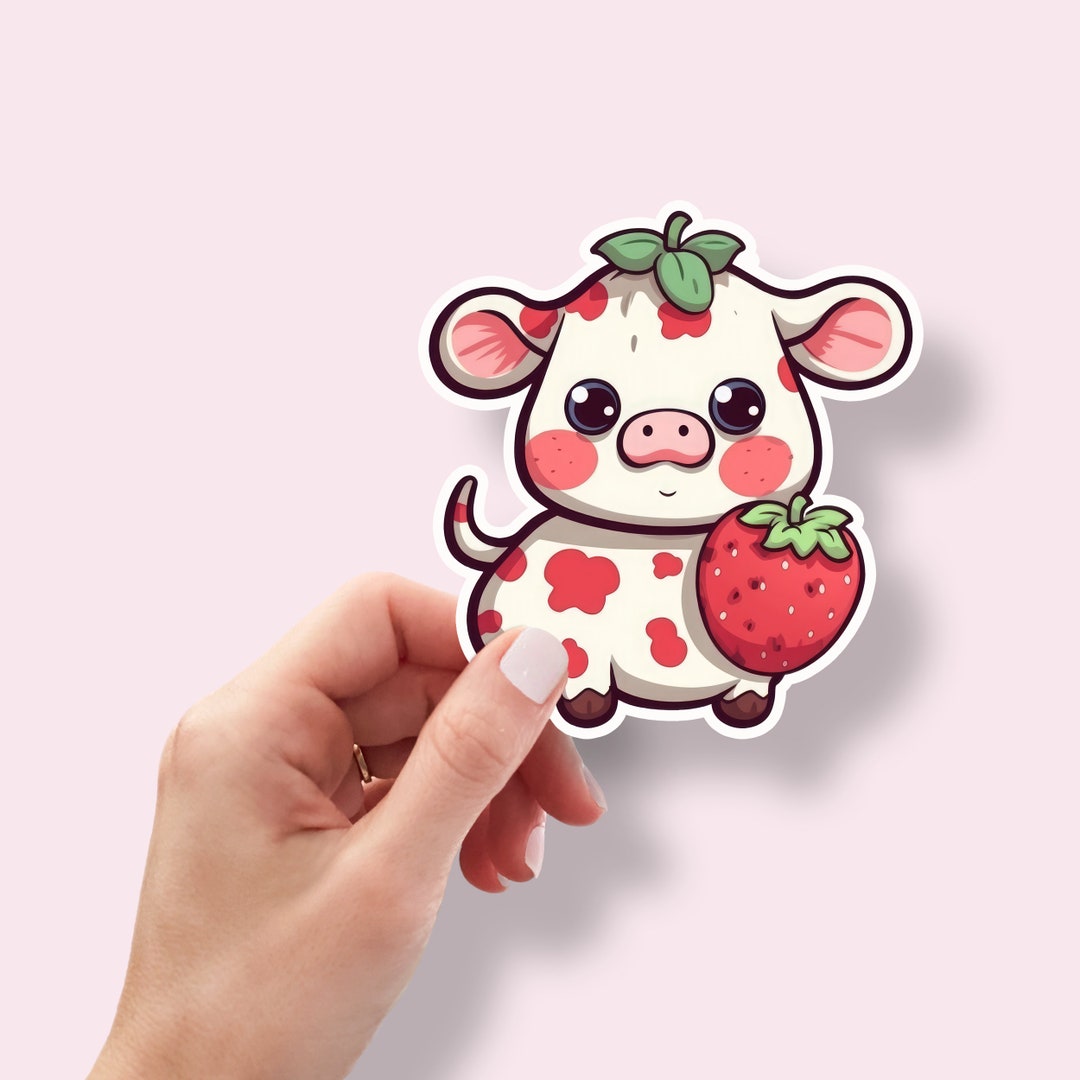 Strawberry Cow Sticker, Strawberry Cow, Vinyl Sticker, Laptop Sticker ...