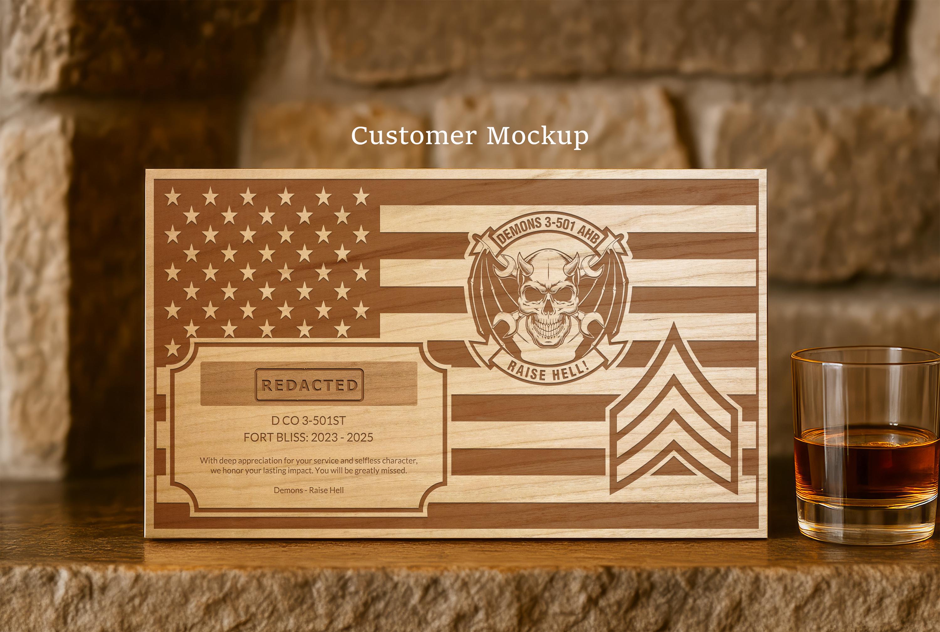 Custom Cherry Wood Firefighter Flag Plaque – Personalized Retirement ...