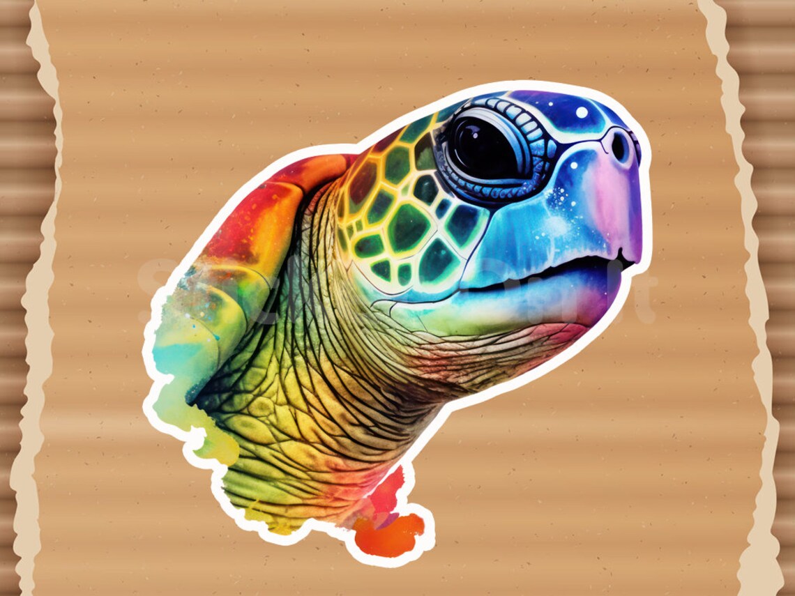 Rainbow Sea Turtle Sticker Sea Turtle Sticker Vinyl Sticker - Etsy