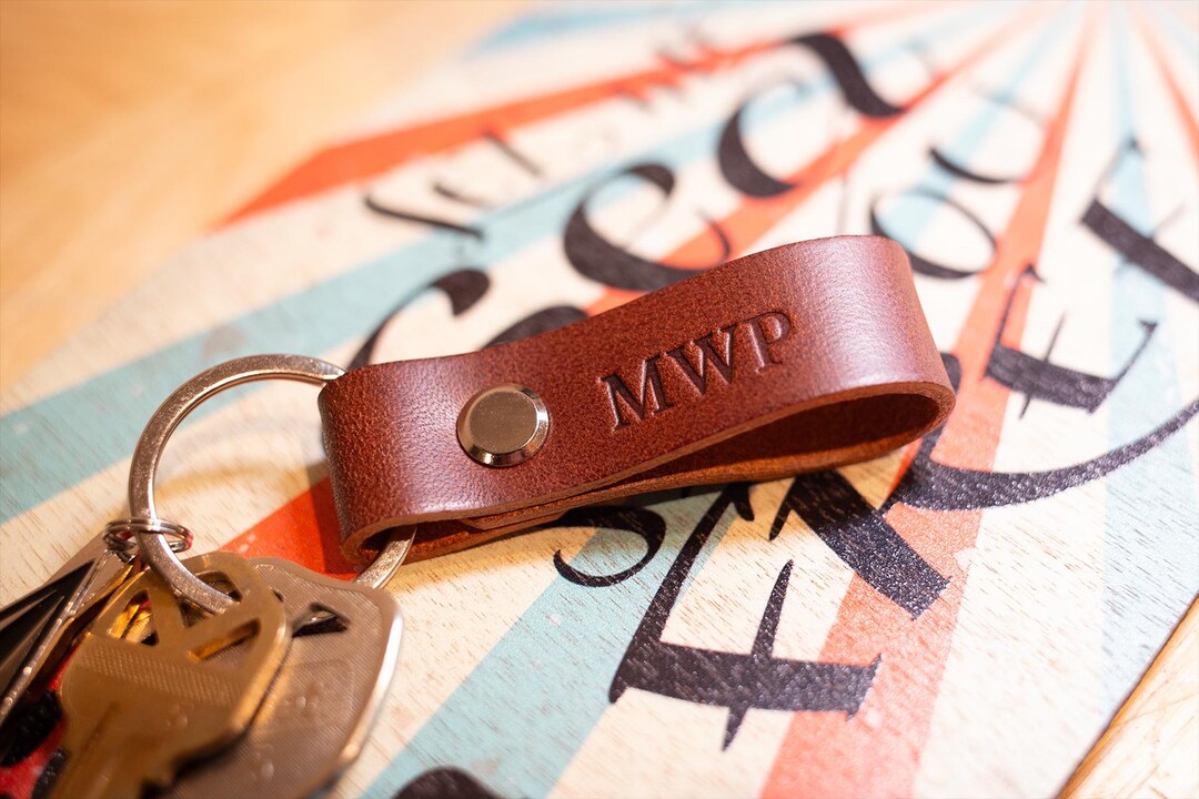 Personalized Keychain for Men - Italian Full-grain Leather Keychain ...