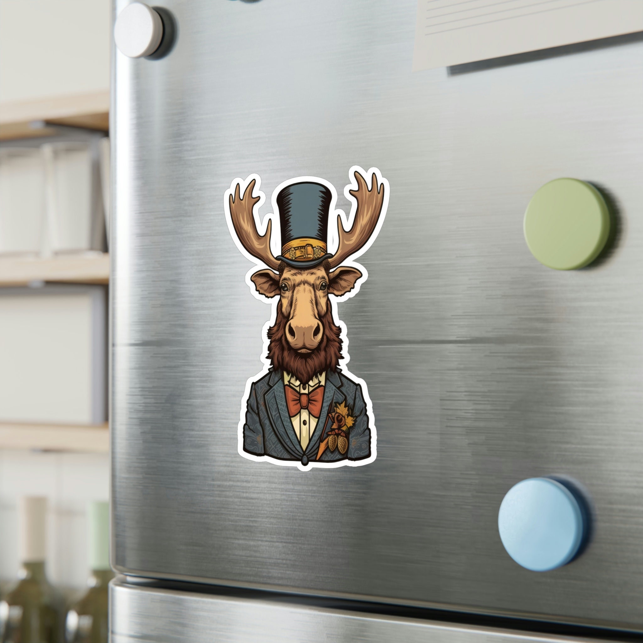 Top Hat Moose, Moose Sticker, Moose Decal, Vinyl Sticker, Laptop ...