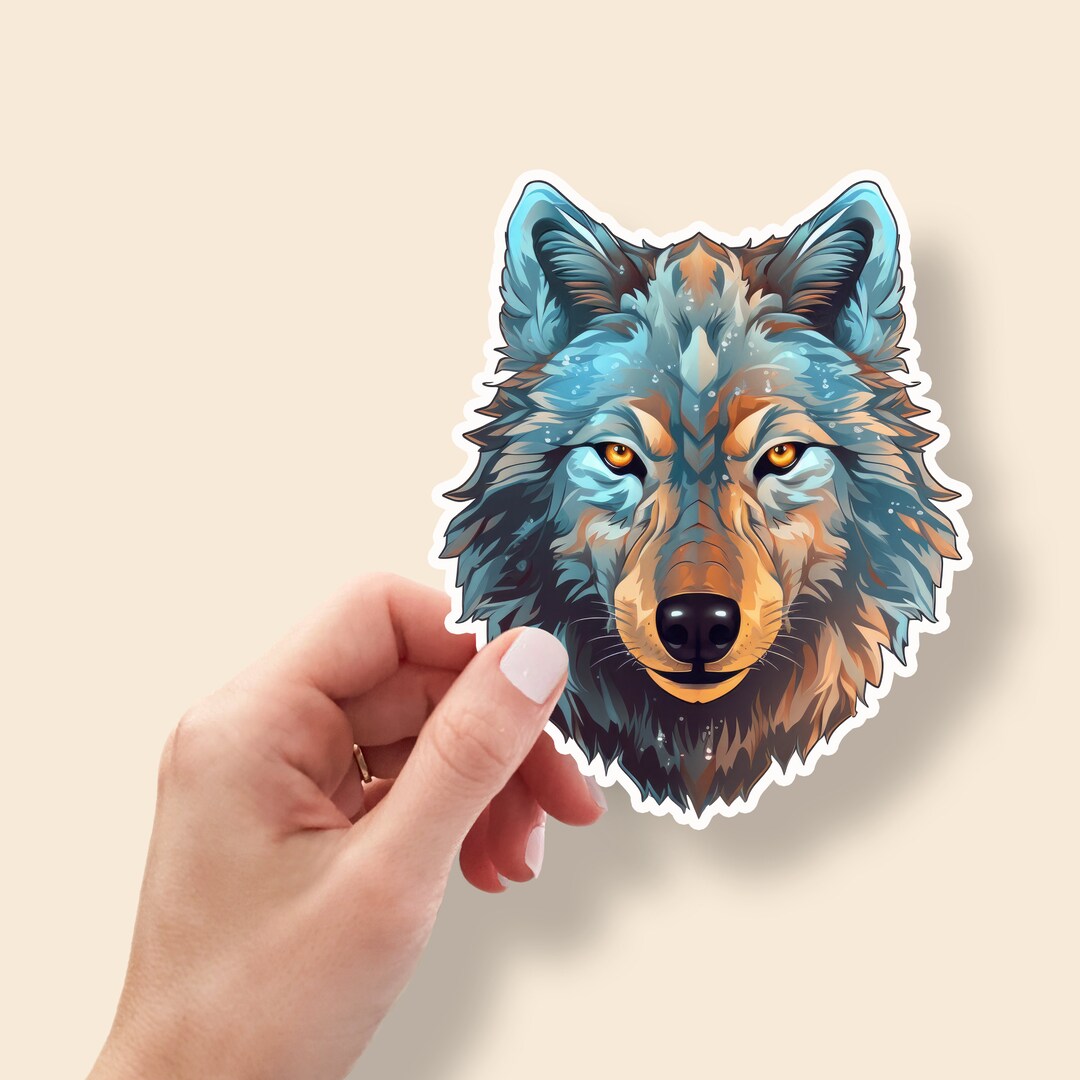 Painted Wolf Sticker, Wolf Decal, Vinyl Sticker, Laptop Sticker, Car ...
