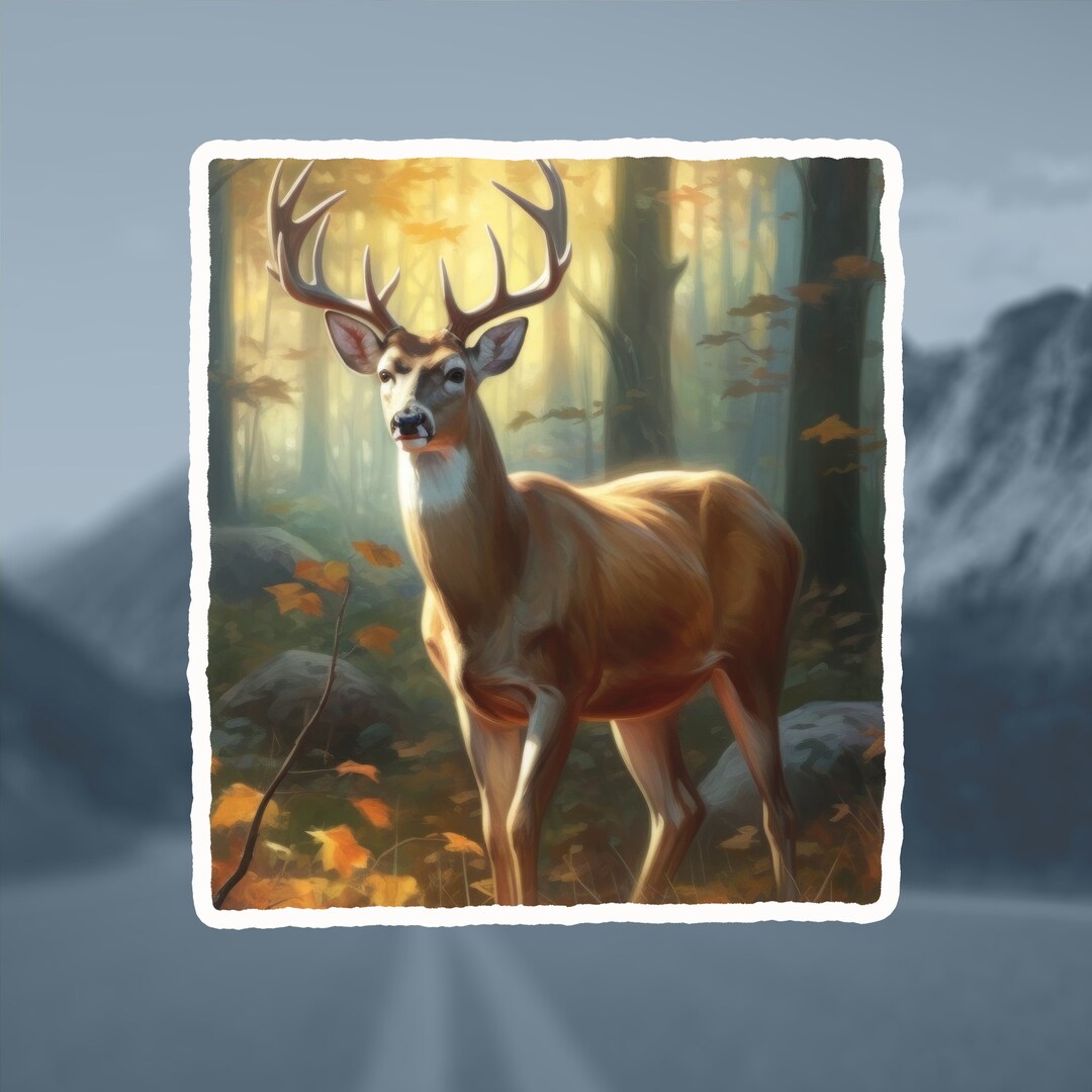 Buck Oil Painting Sticker, Buck Oil Painting Laptop Sticker, Hydro ...