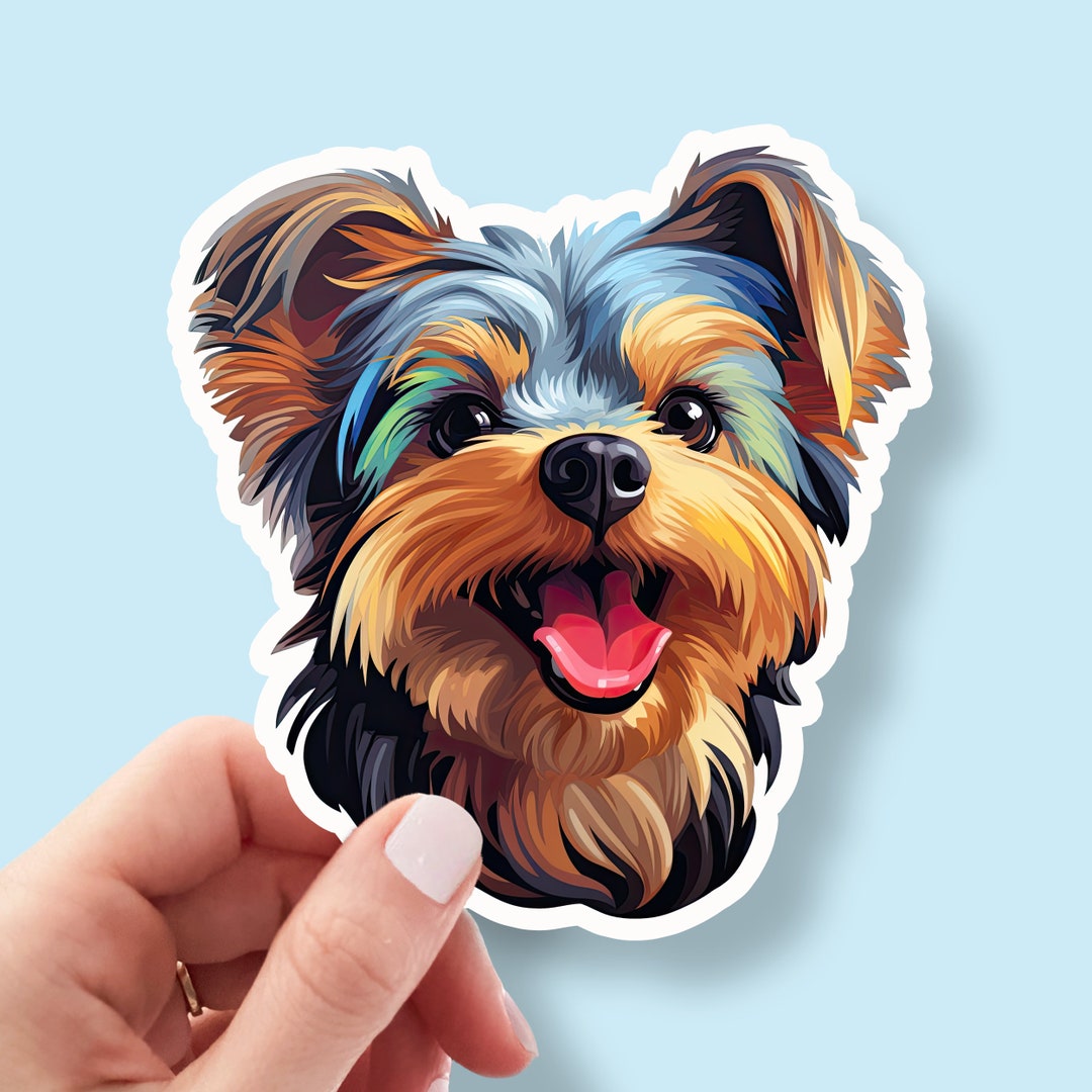 Playful Yorkie Puppy Vinyl Sticker Laptop Notebook Hydro - Etsy