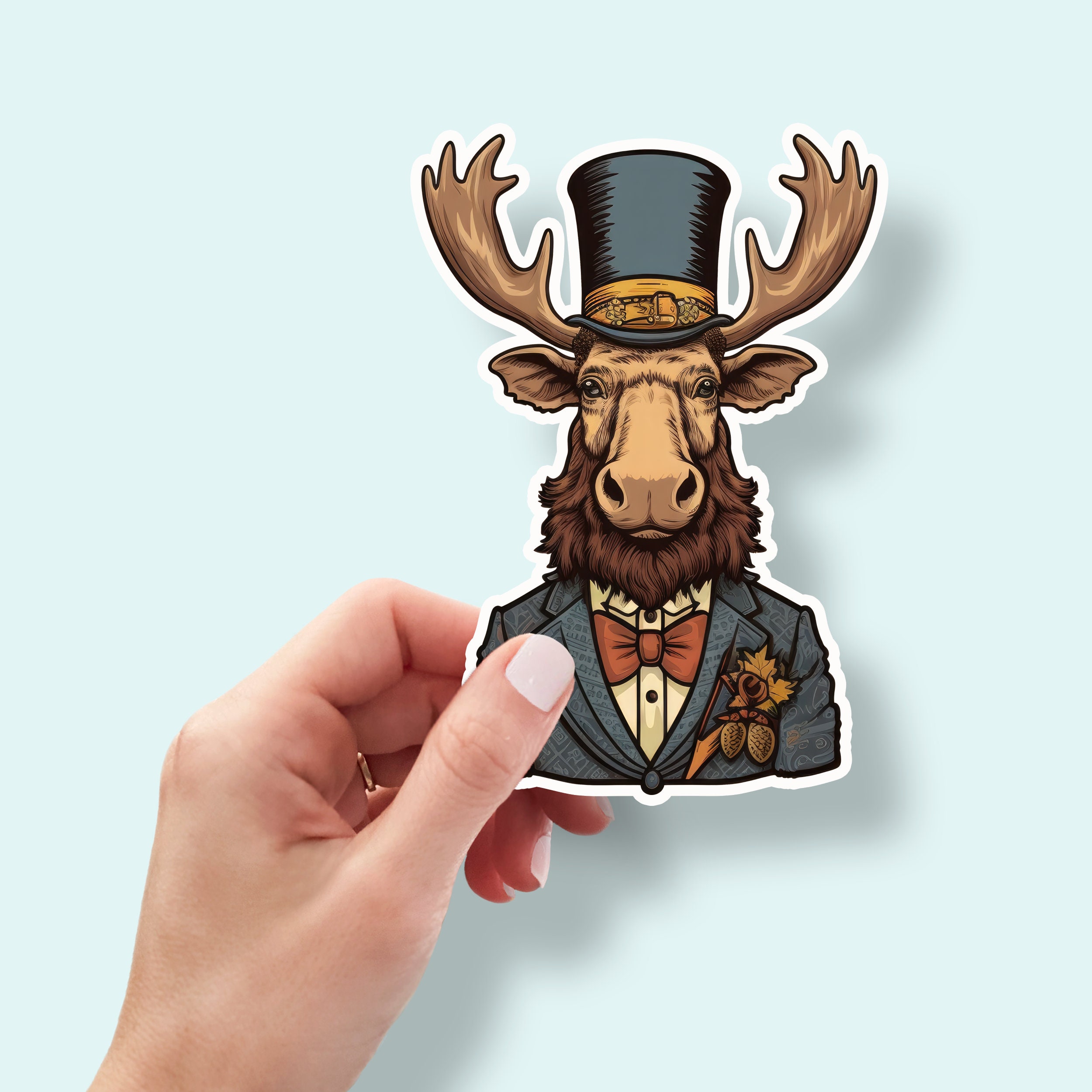 Top Hat Moose, Moose Sticker, Moose Decal, Vinyl Sticker, Laptop ...