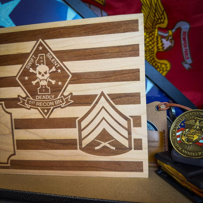 Custom Cherry Wood Firefighter Flag Plaque – Personalized Retirement ...