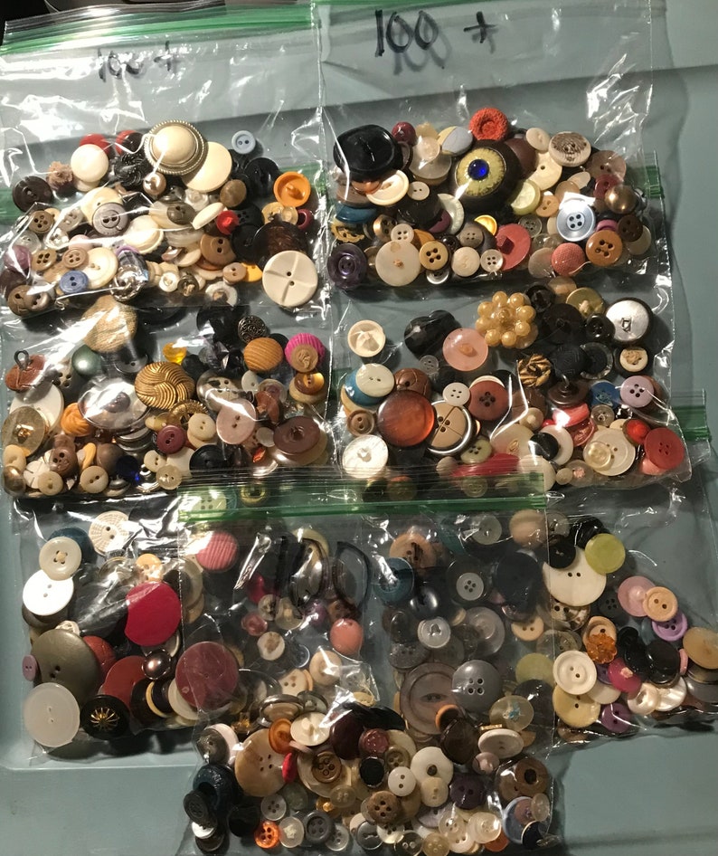 Vintage Button Lot for Crafts, 100 + per Bag, Sewing, Journaling ...