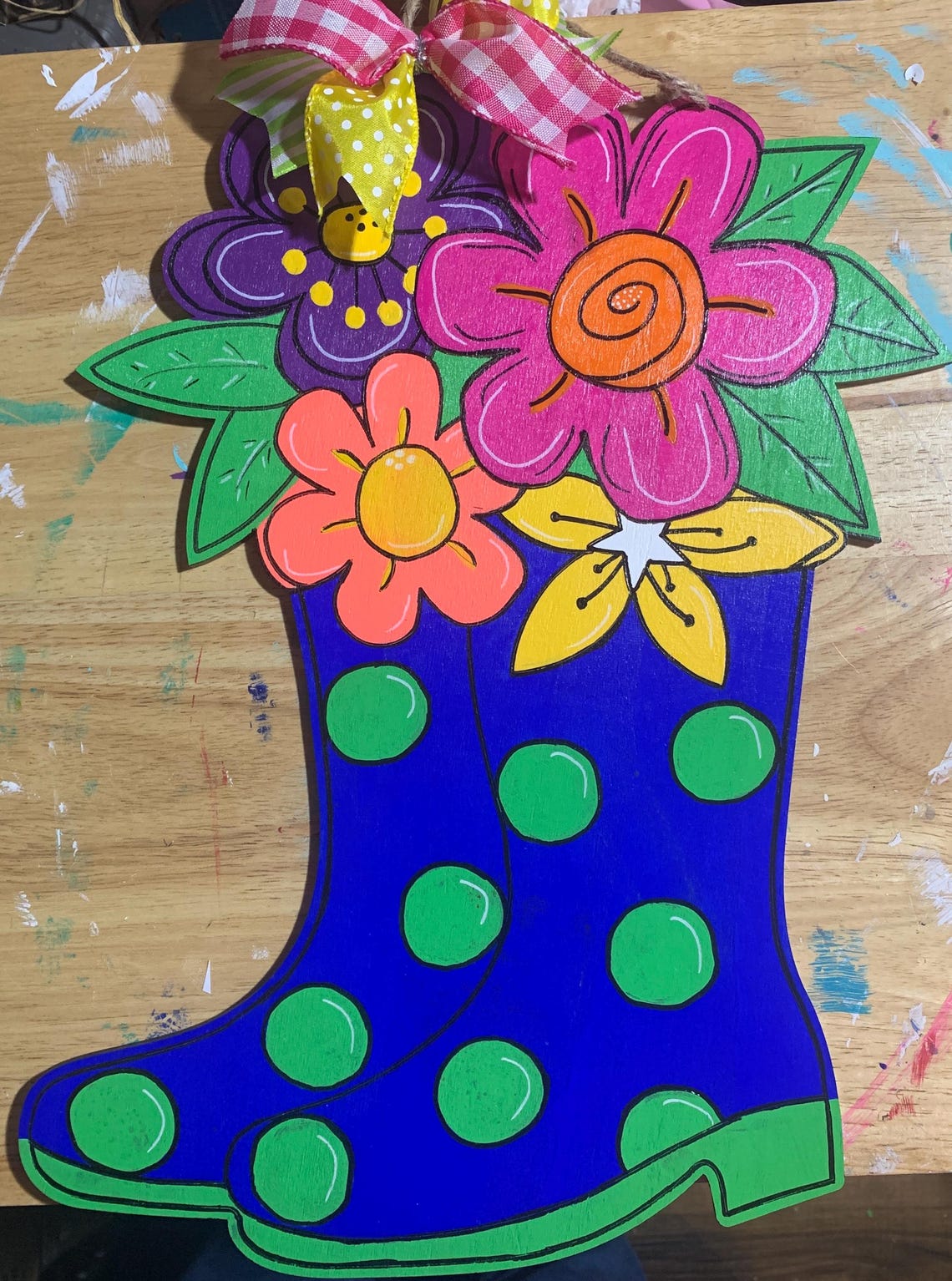 Rain Boots With Flowers Door Hanger Decor - Etsy