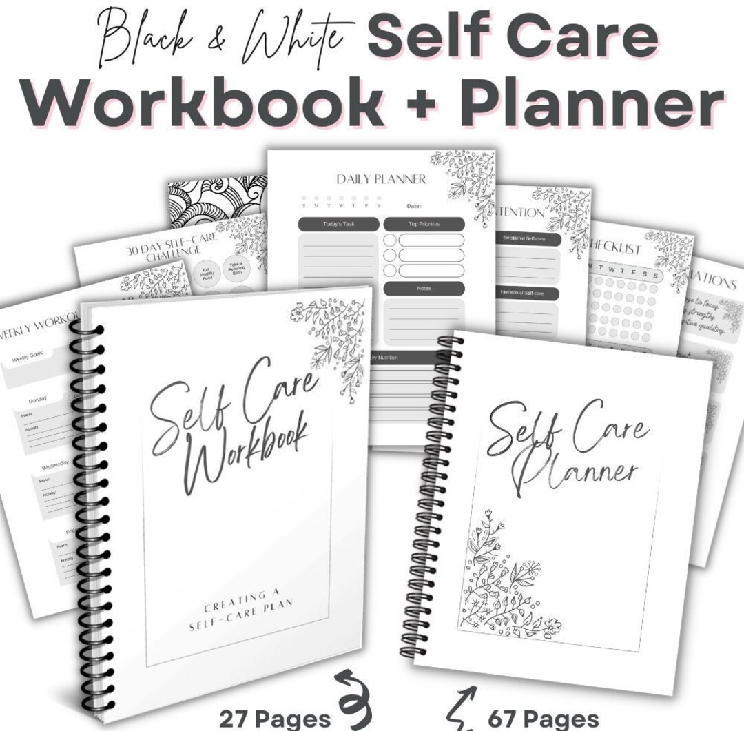 Self-care Planner/workbook, Printable Minimalist Self-care Planner With ...