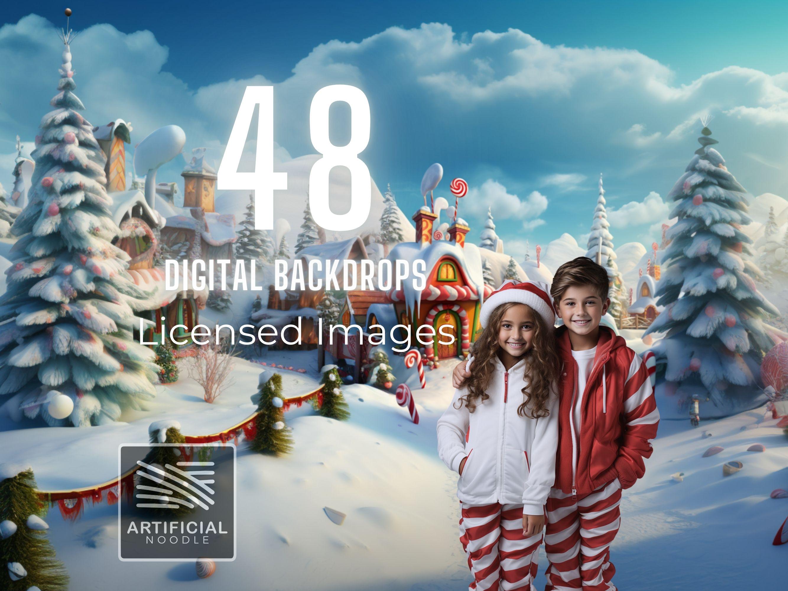 Christmas Digital Backdrop Christmas Digital Background Fantasy Town ...