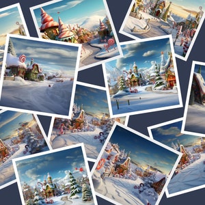 Christmas Digital Backdrop Christmas Digital Background Fantasy Town ...