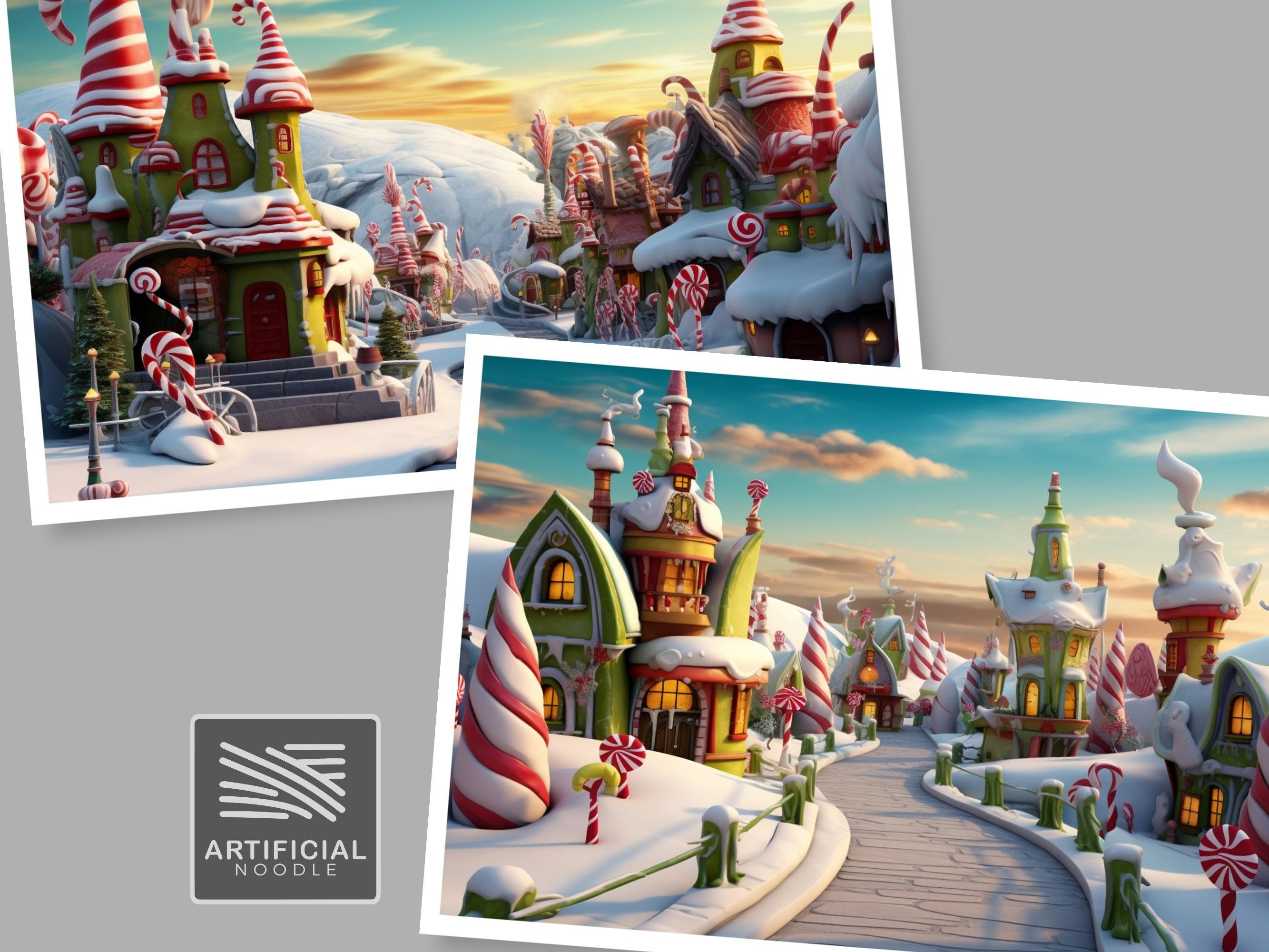 Christmas Digital Backdrop Christmas Digital Background Fantasy Town ...