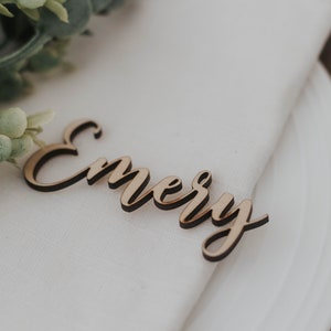 Custom Silver Wooden Gold Laser Cut Rose Gold Wedding Name Place Card ...