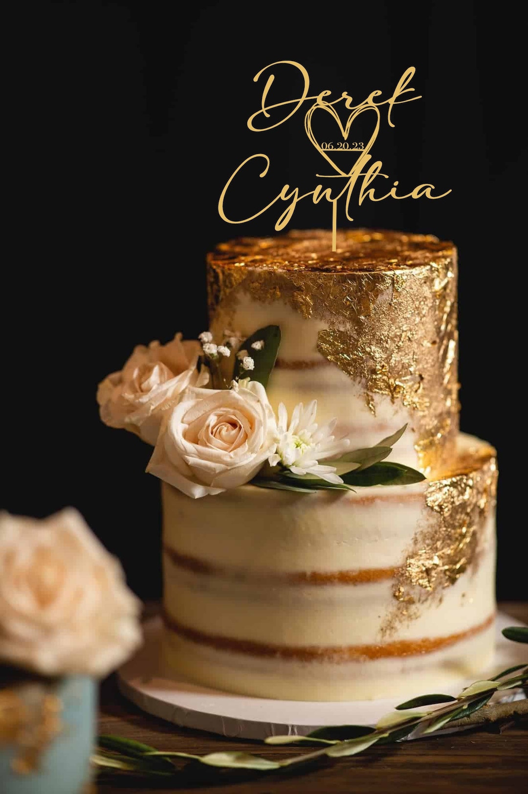 Custom Script Cake Toppers for Wedding Rustic Wedding Cake Topper ...