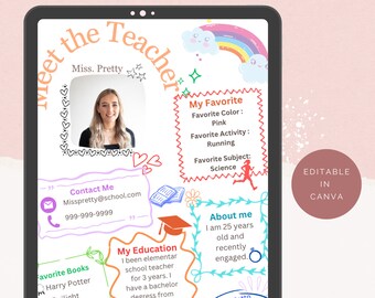Meet the Teacher Template Watercolor Classroom Printable - Etsy