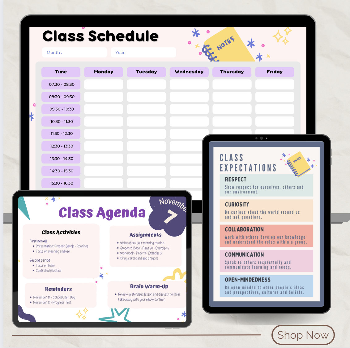 Daily & Weekly Class Schedule Templates EDITABLE Easy Class Schedule ...