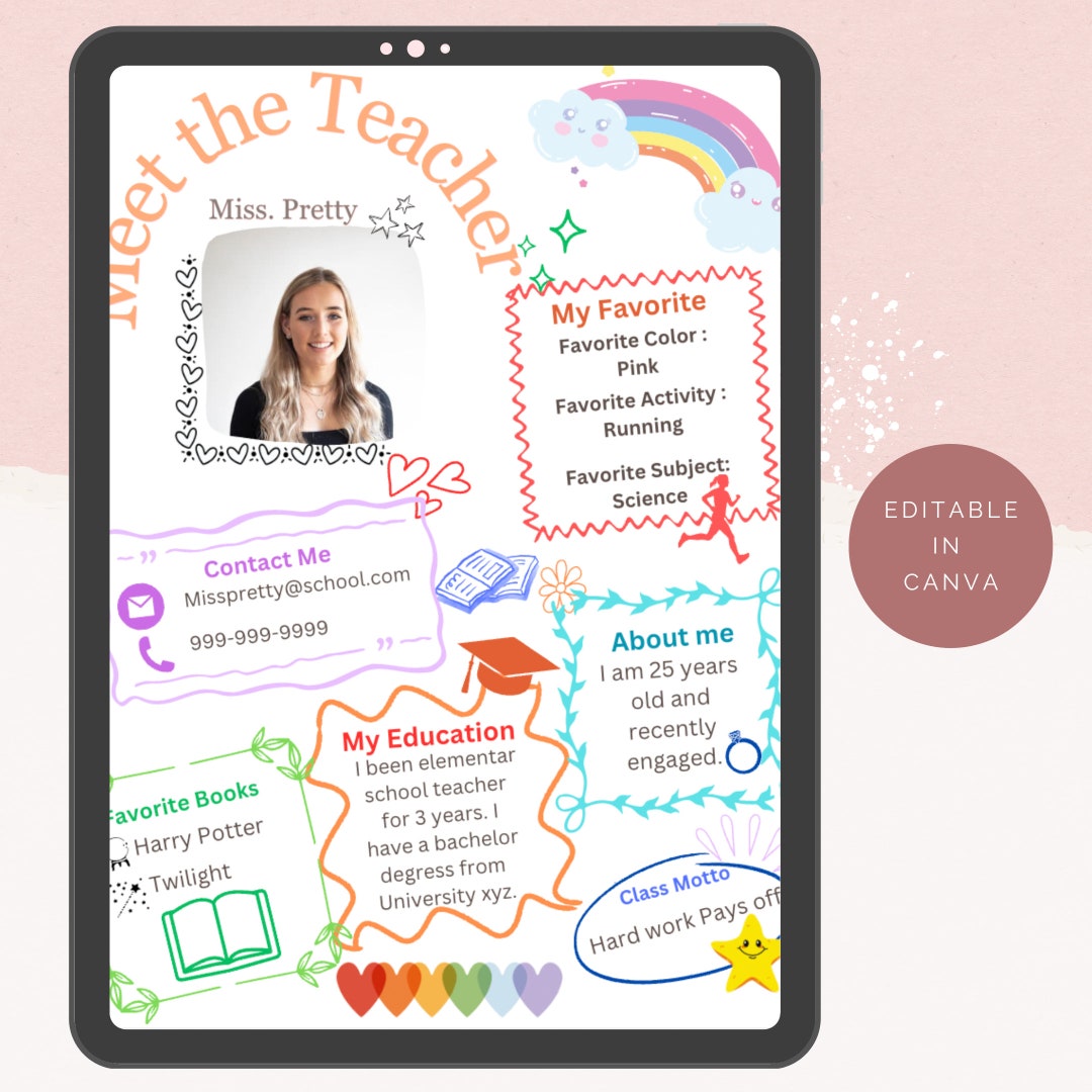 Meet the Teacher Editable Template Classroom Printable - Etsy