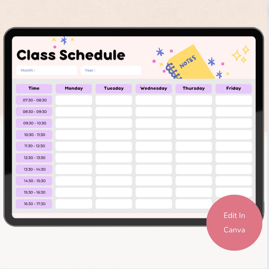 Daily & Weekly Class Schedule Templates EDITABLE Easy Class Schedule ...