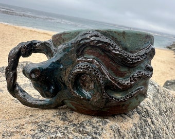 Handmade Blue and White Ceramic Octopus Coffee Mug - Etsy