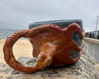 Handmade Blue and White Ceramic Octopus Coffee Mug - Etsy