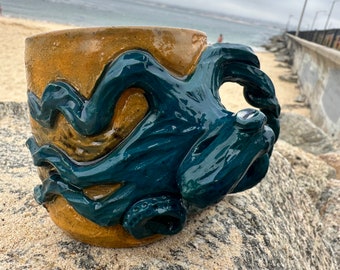 Handmade Blue and White Ceramic Octopus Coffee Mug - Etsy