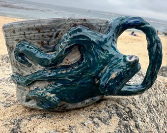 Handmade Blue and White Ceramic Octopus Coffee Mug - Etsy
