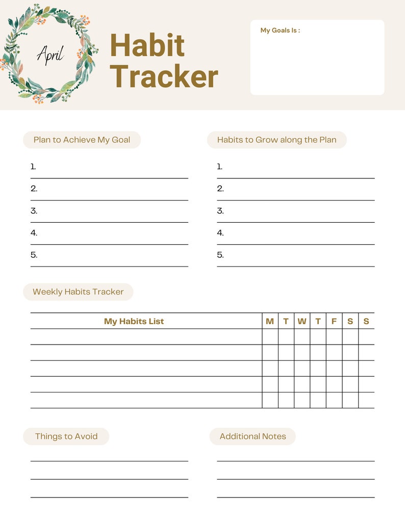 12 Month Habit Tracker - Etsy