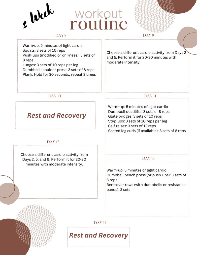 2 Week Workout, Meal Plan, Weight Tracker - Etsy