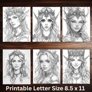 Fairy Coloring Book Fantasy Art Instant Download Grayscale Coloring ...