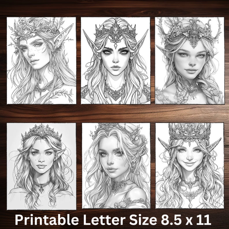 Fairy Coloring Book Fantasy Art Instant Download Grayscale Coloring ...