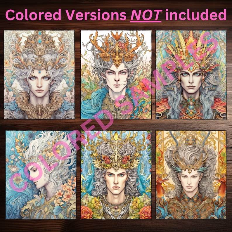 Male Elf Coloring Book Elven Art Instant Download Grayscale Coloring ...