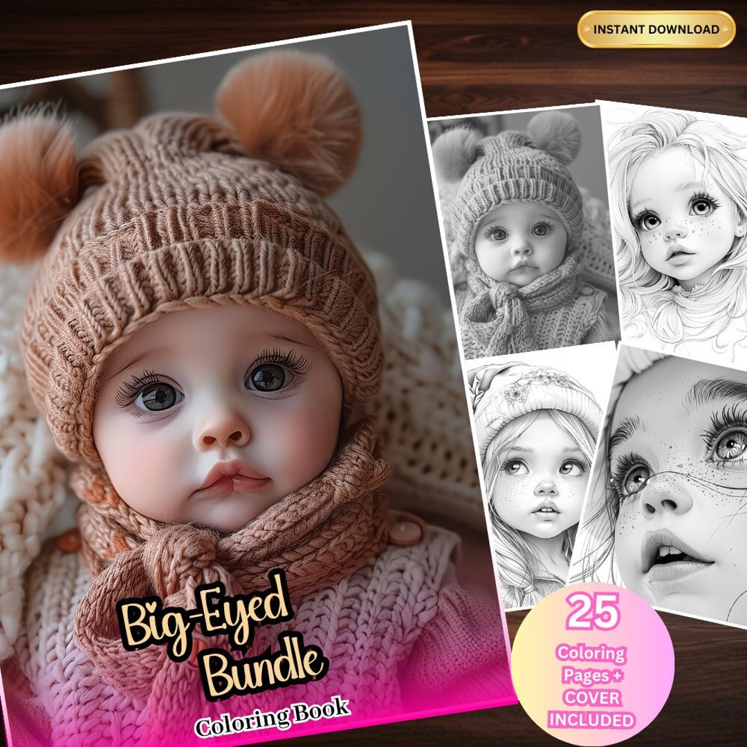 Cute Baby Book Coloring Instant Download Grayscale Coloring Pages ...