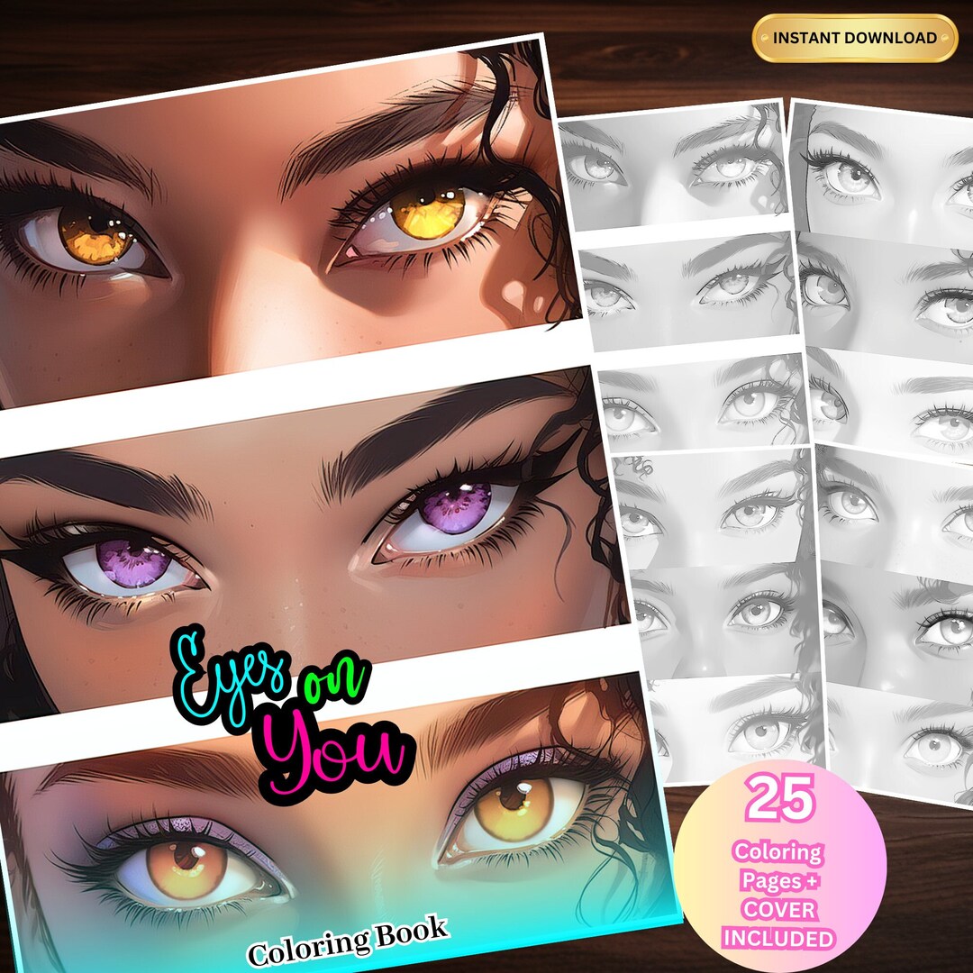 Eye Coloring Book Coloring Book Instant Download Grayscale Coloring ...