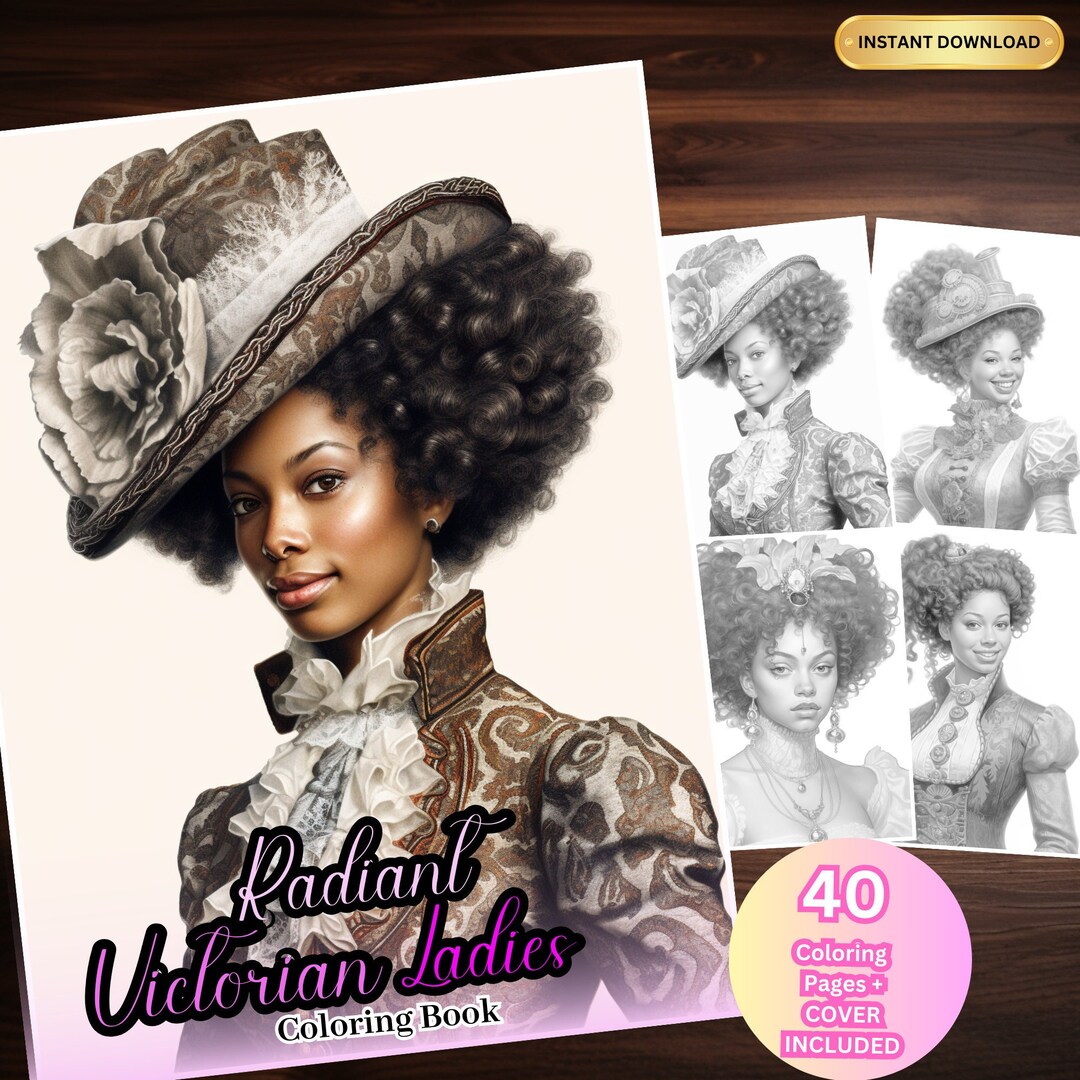 40 Beautiful Black Women Coloring Book Printable PDF Grayscale Coloring ...