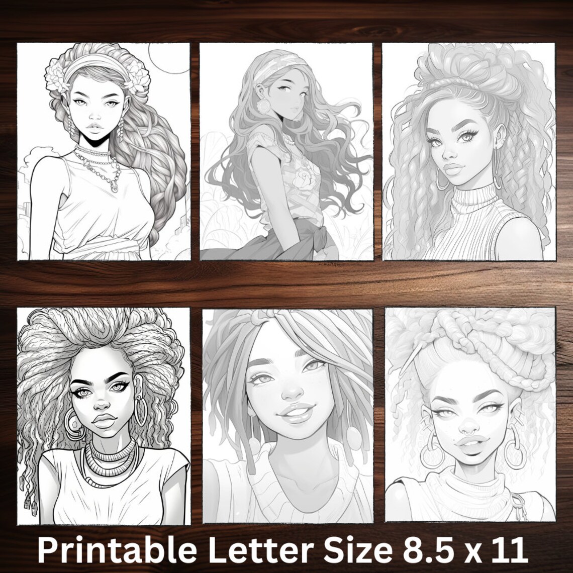 Beautiful African American Women Coloring Book V1 Grayscale Coloring ...
