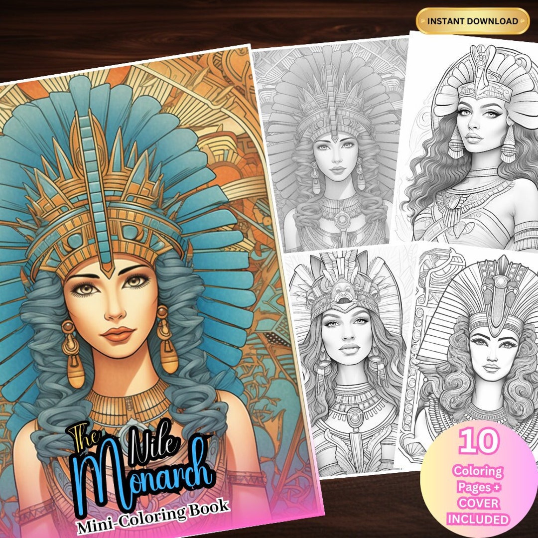 Egyptian Art Coloring Book Anime Art Printable PDF Grayscale Coloring ...