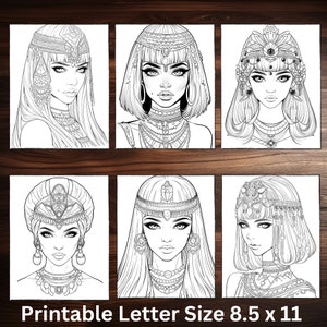 Ancient Egypt Cleopatra Coloring Book Fantasy Art Printable PDF ...