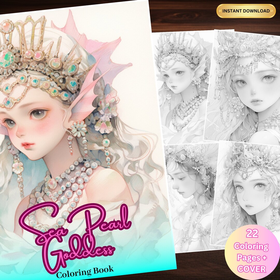 Mermaid Coloring Book Under the Sea Fantasy Art Printable PDF Grayscale ...