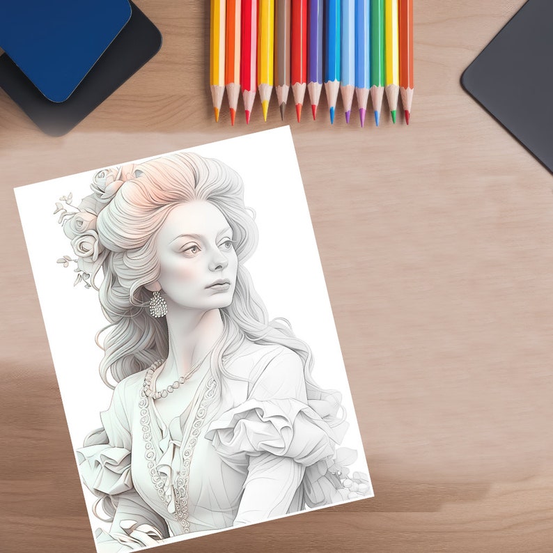 Victorian Style Women Colouring Mini Coloring Book Printable PDF ...