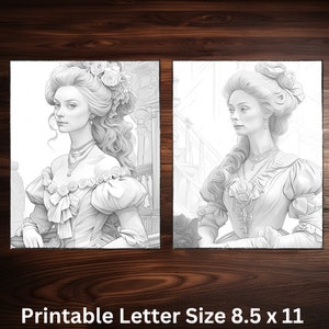 Victorian Style Women Colouring Mini Coloring Book Printable PDF ...