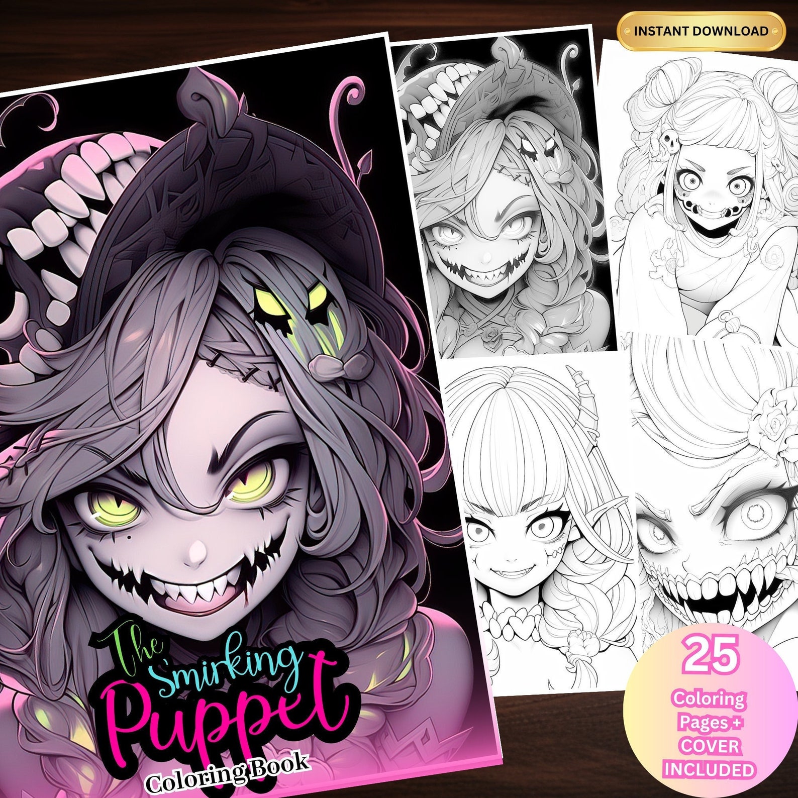 Halloween Coloring Book Spooky Printable PDF Grayscale Coloring Pages ...