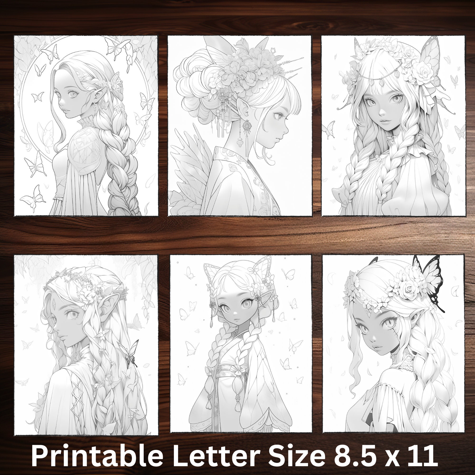 Fantasy Coloring Book Fairy Art Instant Download Grayscale Coloring ...