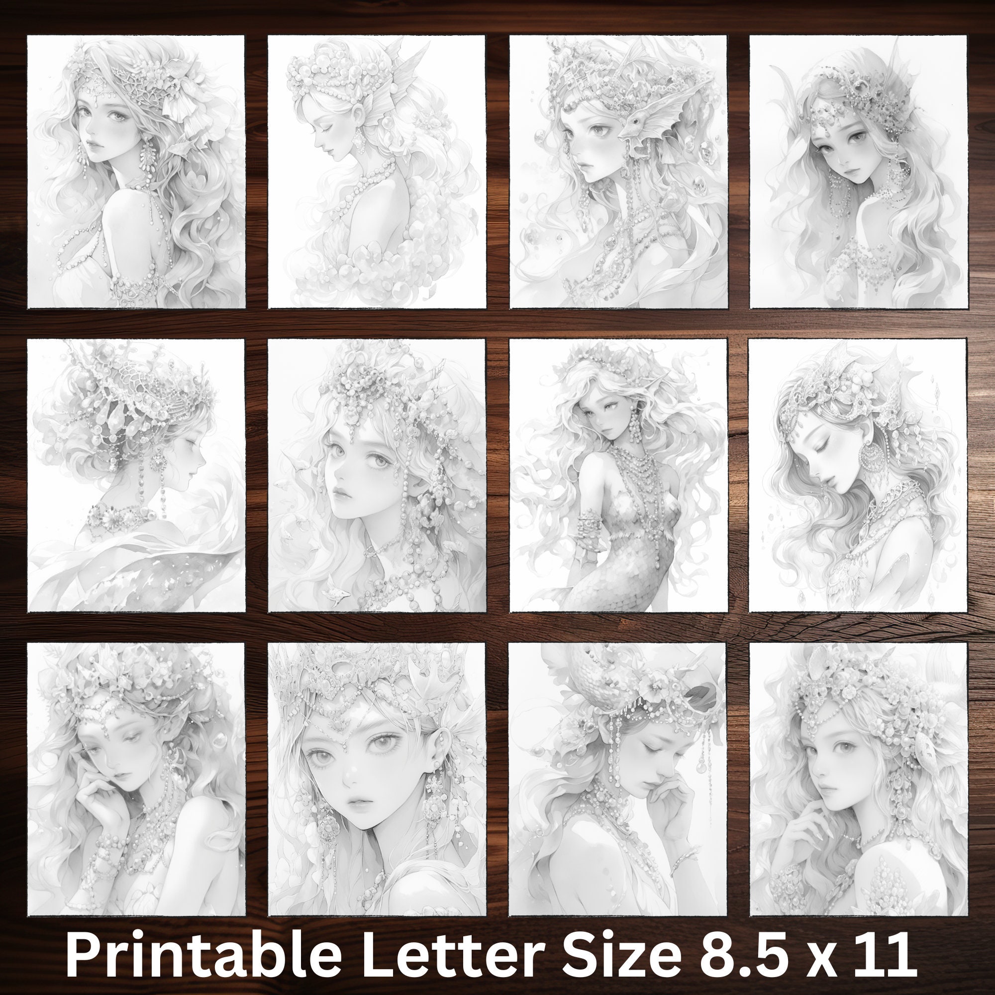 Mermaid Coloring Book Under the Sea Fantasy Art Printable PDF - Etsy